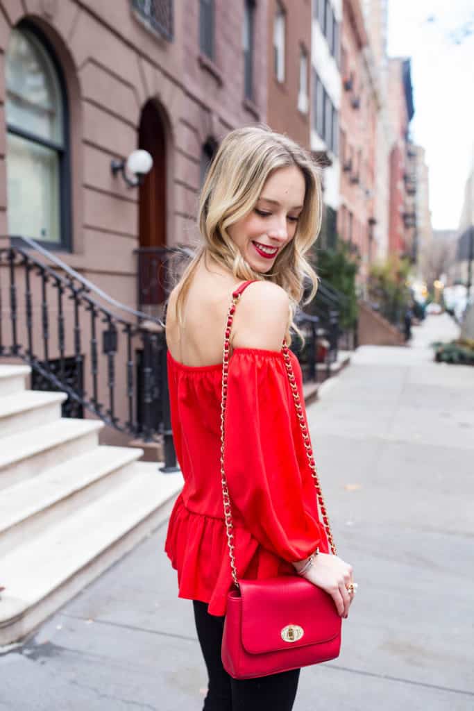 Red Peplum Holiday Party Outfit - Katie's Bliss
